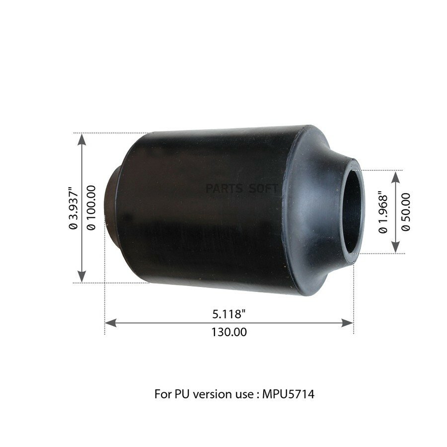 Сайлентблок рессоры !(мр) d50xD100x130mm \BPW, Schmitz от официального дистрибьютора, MANSONS, артикул 300331