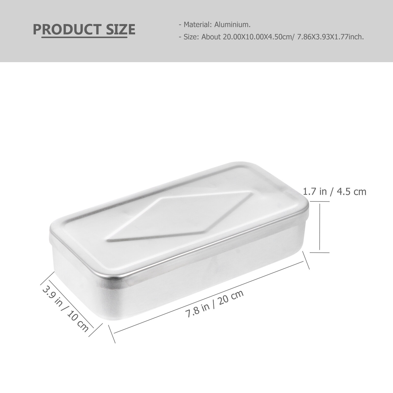 Коробка Для Игл Из Алюминия Объемом 20X10X4.5Cm Серебристая