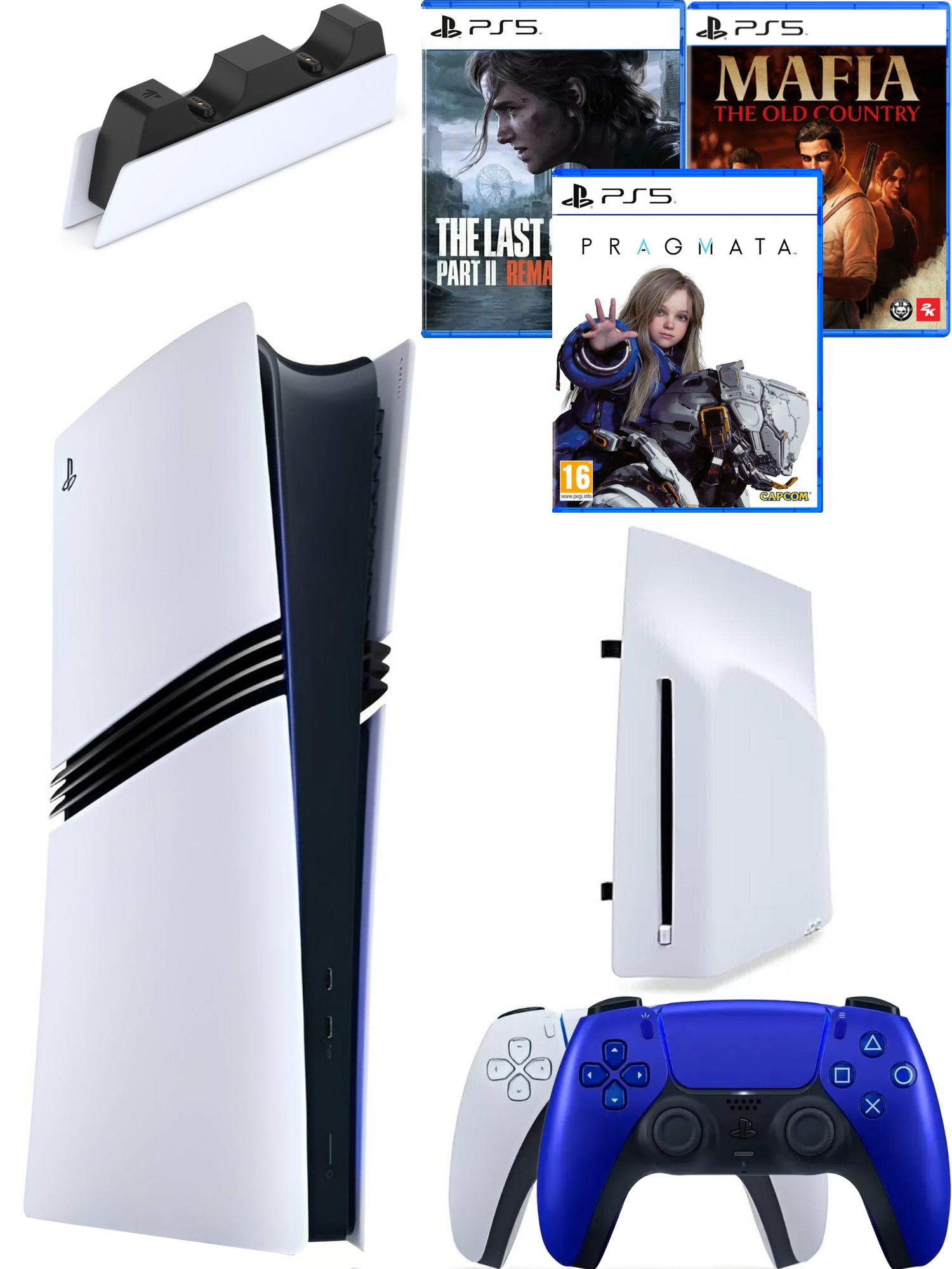 Игровая приставка Sony PS 5 Pro Digital Edition+Зарядная станция+ Дисковод +2-ой геймпад+3 игры , 2Tb SSD