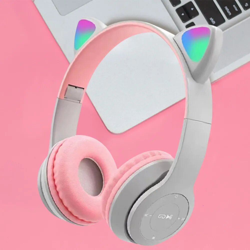 Беспроводные Bluetooth-наушники с кошачьими ушами и подсветкой, стереозвук, 8 часов работы