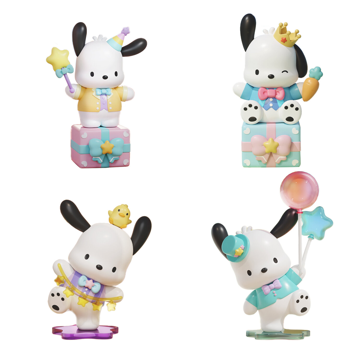 Фигурки унисекс Wolf Bowang x Sanrio Pochacco, 4 шт.