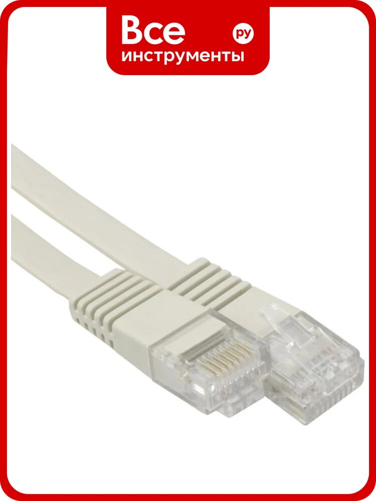 Плоский патч-корд Ripo utp4 cat 6, rj45-rj45, 5,0 m, pvc (белый) 003-300142