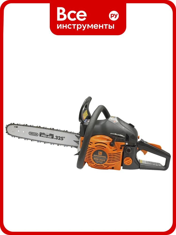 Бензиновая пила CARVER RSG 246Х с мощностью 2.4 л. с, длиной шины 38 см и 64 звеньями для полупрофессионального использо