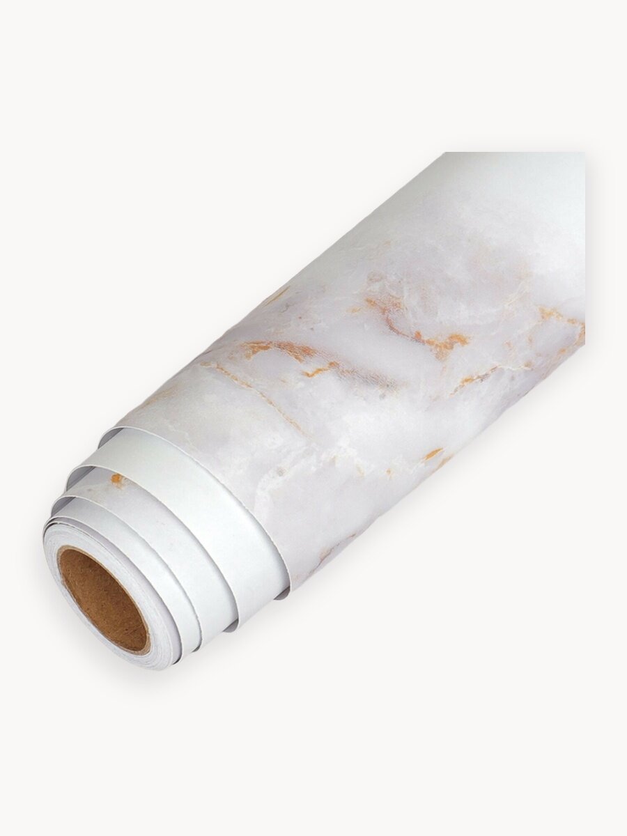 Самоклеящаяся пленка для мебели, для кухни и ванной ПВХ, ширина 60 см, рулон 3 м, бело-золотая