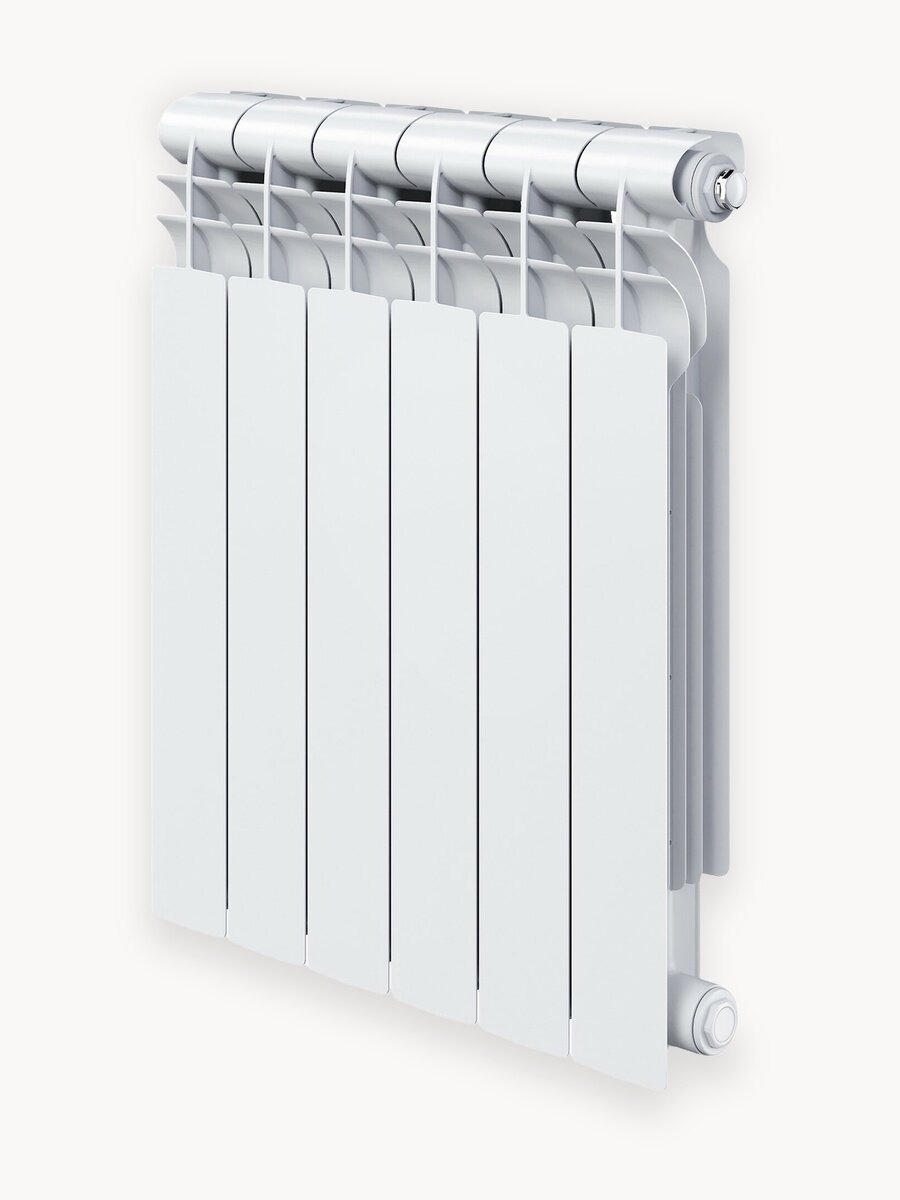 Радиатор биметаллический NEOLINE BM LIGHT 500 - 6 секц, белый, боковое подключение, площадь обогрева 11 м², покрытие Oxsilan® 9807