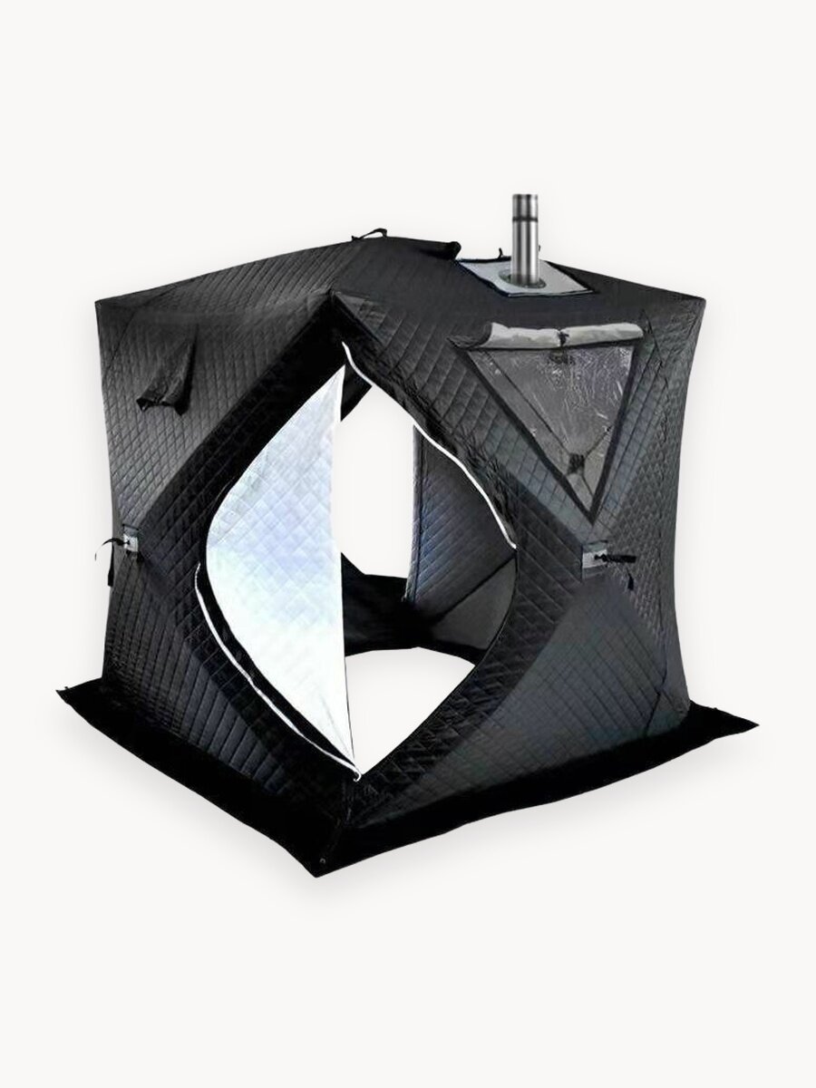 Зимняя палатка для рыбалки 4-6местна, Мобильная баня, зимняя куб, баня походная летняя, трехслойная, с полом, c отверстием для дымохода