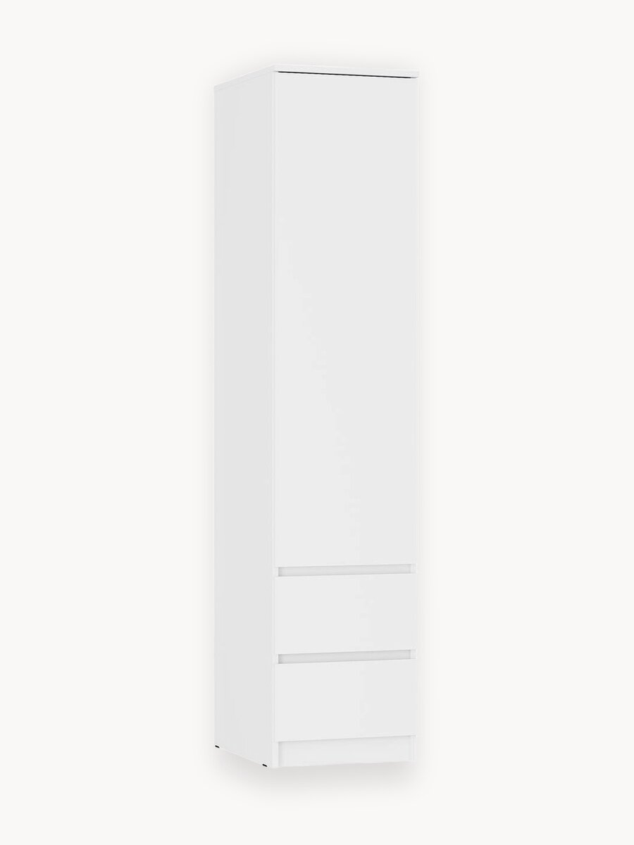 Распашной шкаф-пенал для одежды и хранения вещей Симпл с ящиками и штангой, 40.2х51.4х190 см, Белый