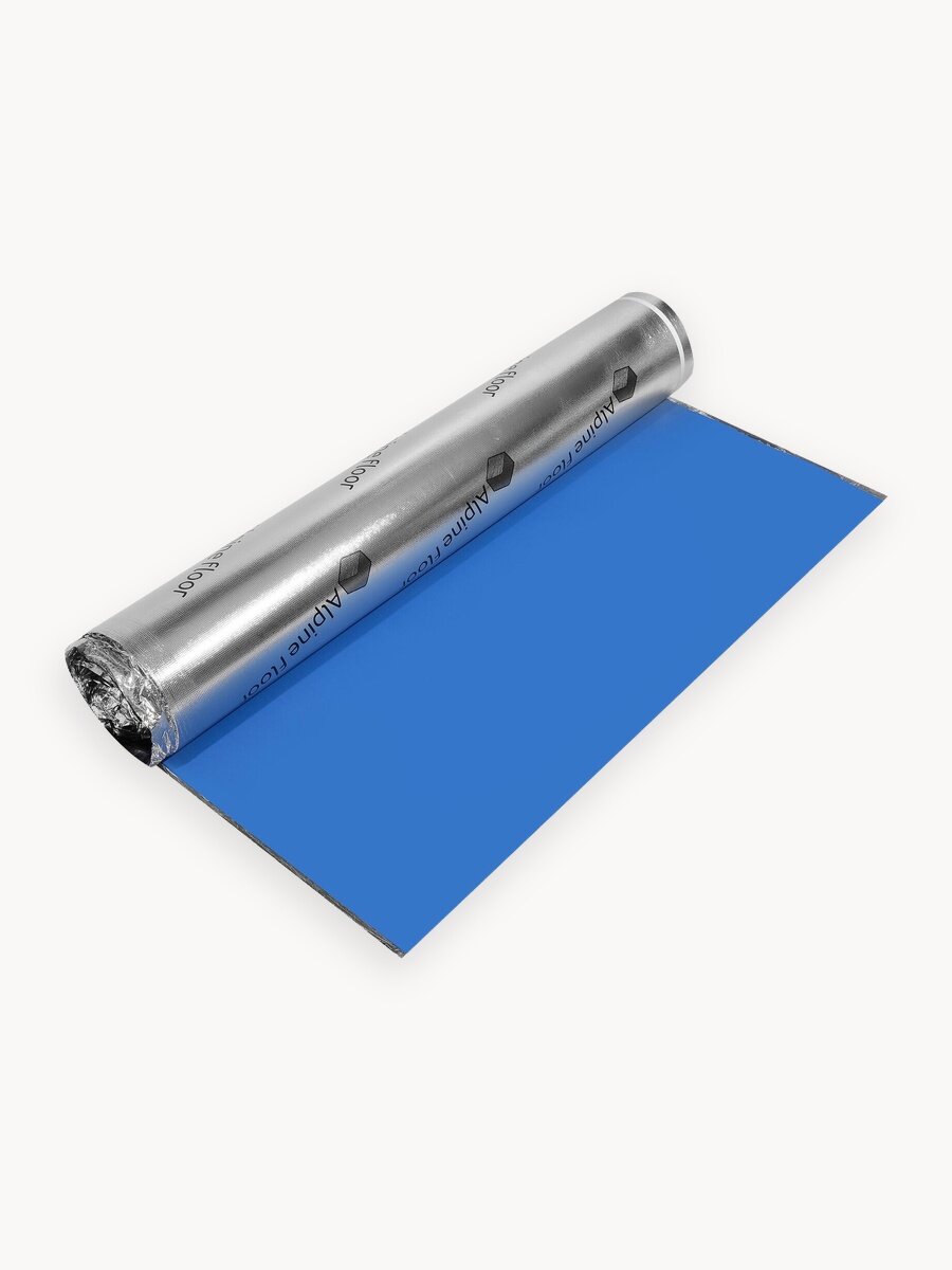 Подложка для ПВХ и SPC ламината Alpine Floor silver foil BLUE EVA 1,5 мм, 10 кв. м, для ИК теплого пола