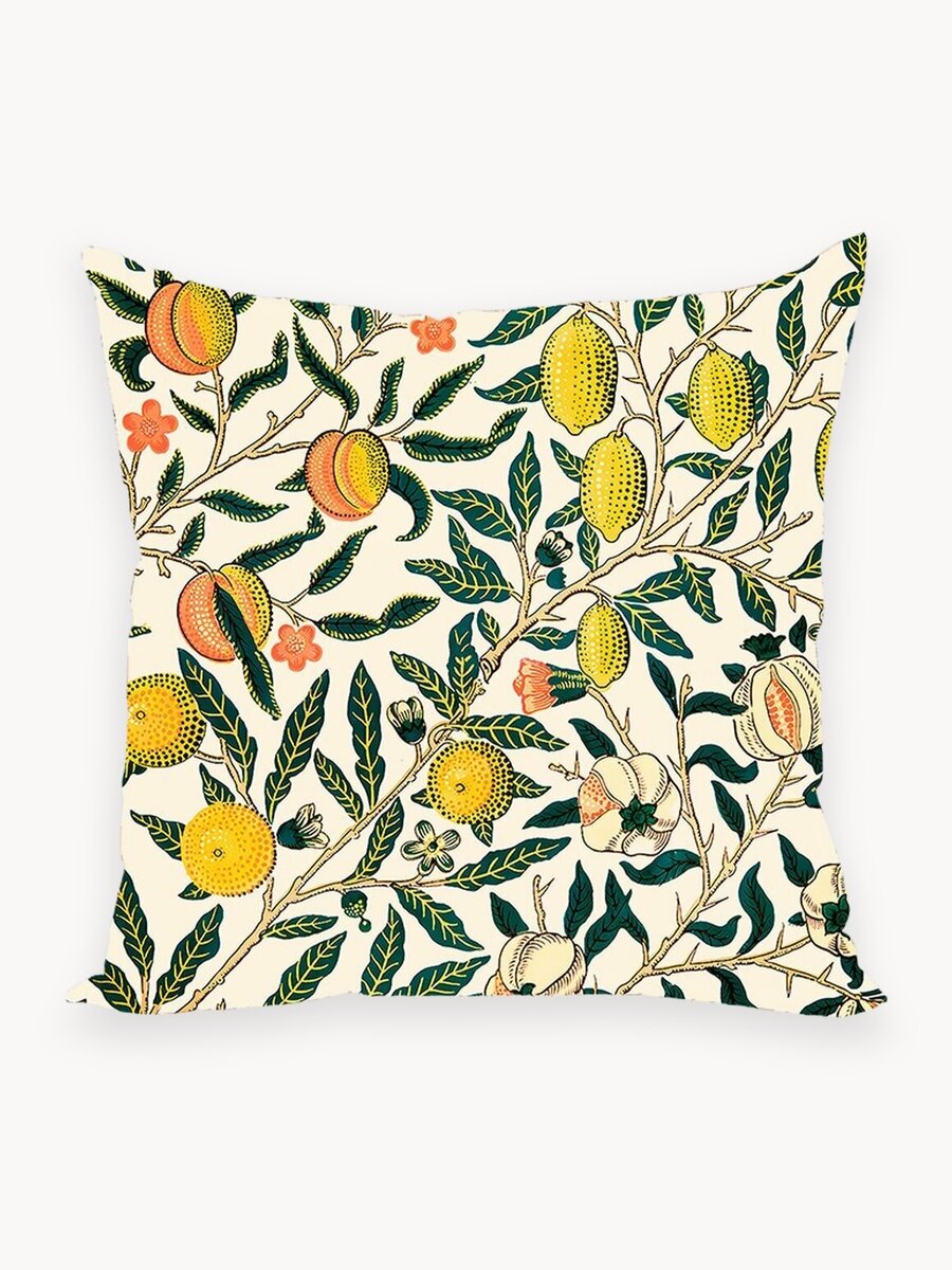 Чехол для подушки Абрикос, лимон, хлопок Моррис 40х40 велюр