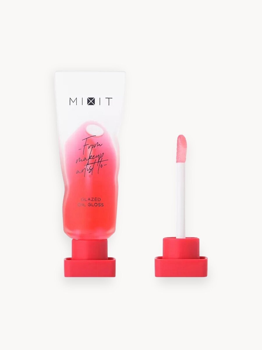 MIXIT Масло блеск для губ увлажняющее, оттенок алый. Профессиональная косметика для макияжа MAKE UP