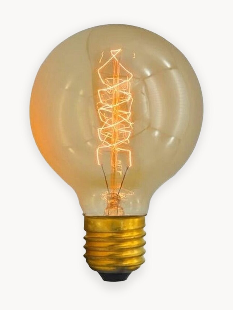 Ретро-лампа накаливания (винтажная лампочка) Эдисона G95 Spiral, цоколь E27, мощность 40 Вт, теплый свет, диммируемая