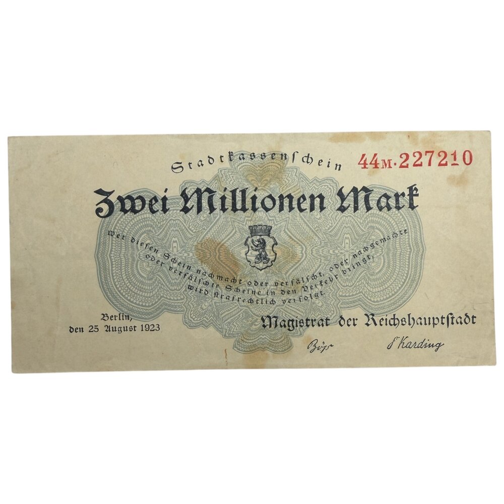 Германия (Веймарская республика) Берлин 2000000 (2 миллиона) марок 1923 г. (Серия 47M)