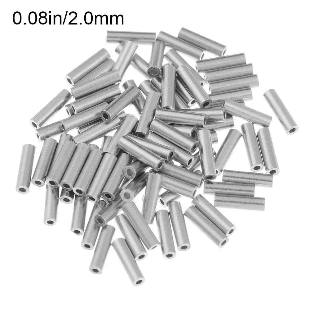 Обжимные трубки для лески алюминиевые белые 100 шт. 2.0mm