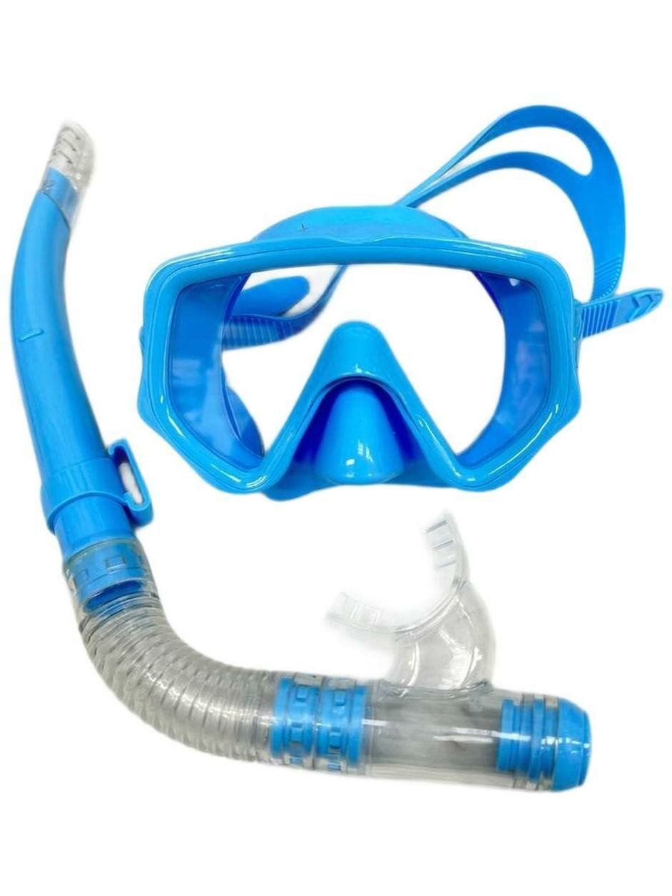 Маска для плавания и дайвинга с закаленным стеклом, цвет синий