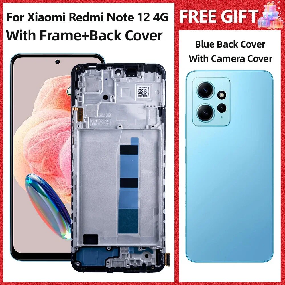 Высокое качество 6,67 "ЖК-дисплей для Xiaomi Redmi Note 12 4G 23021RAAEG, сенсорный Blue Kit