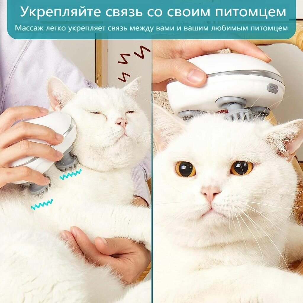Мягкий электрический массажер для домашних животных Usb-зарядка 3D голова моющаяся игрушка для кошек 2000 мАч(Красный свет, три режима массажа)
