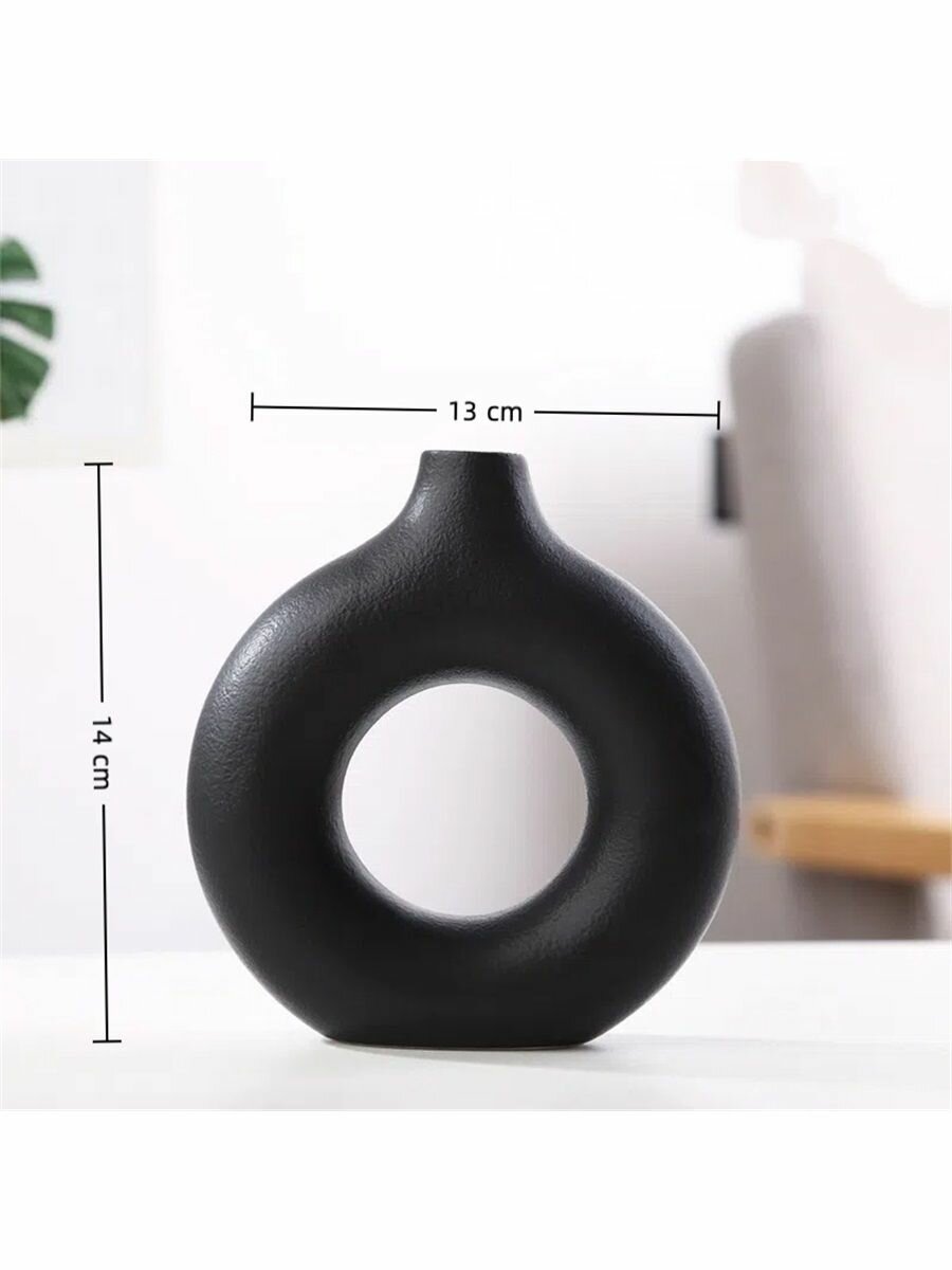 Ваза круглая для цветов и сухоцветов декор,14, черный