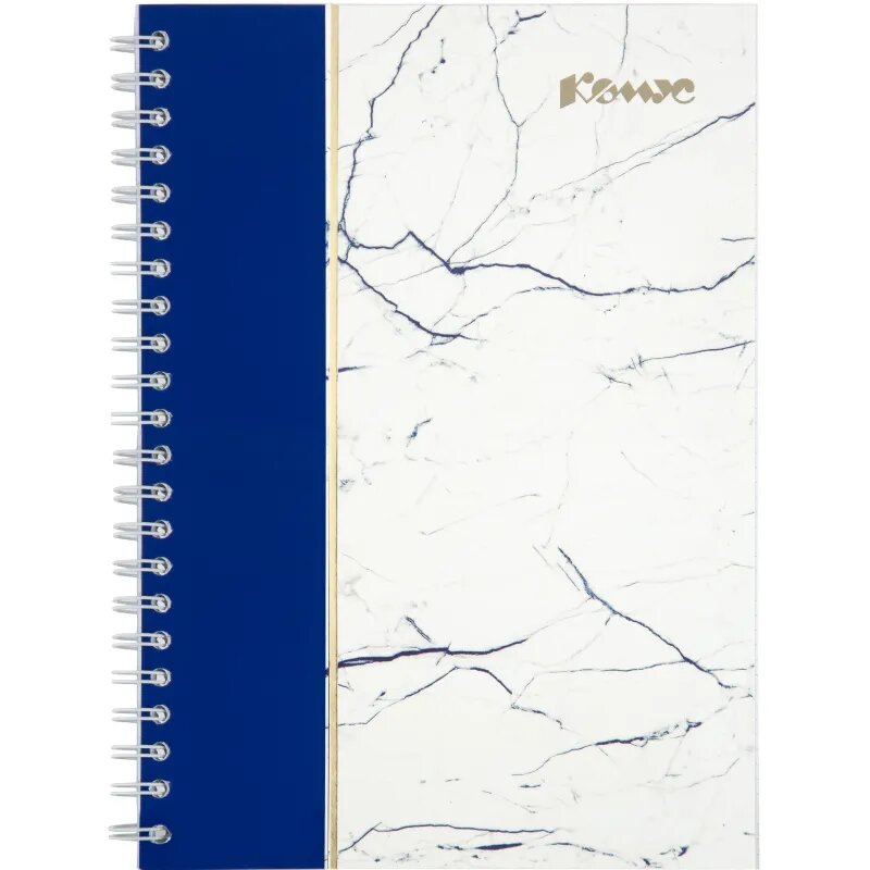 Тетрадь общая А4 120л Комус Мрамор Синий клетка,80г, греб, карт, фольга, УФ-лак 1919342