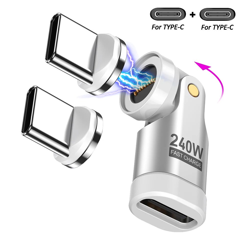 Магнитный адаптер Type-C 240W, 9pin White