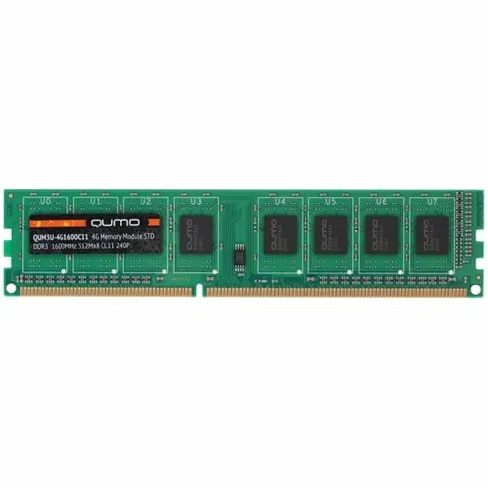QUMO DDR3 DIMM 4GB PC3-12800 1600MHz QUM3U-4G1600C11 512x8chips OEM-RTL, Оперативная память