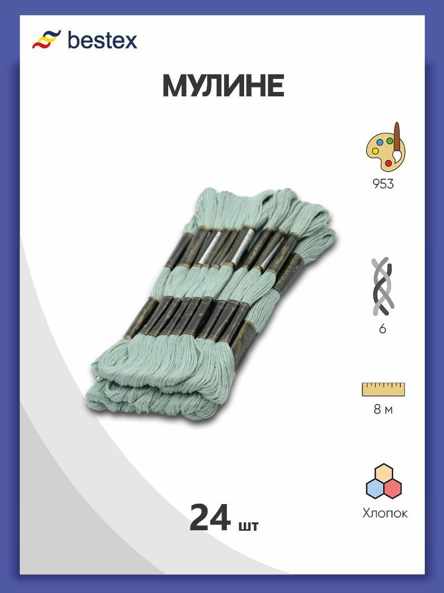 Мулине одноцветный набор Bestex, мерсеризованный хлопок, 24 шт (953)