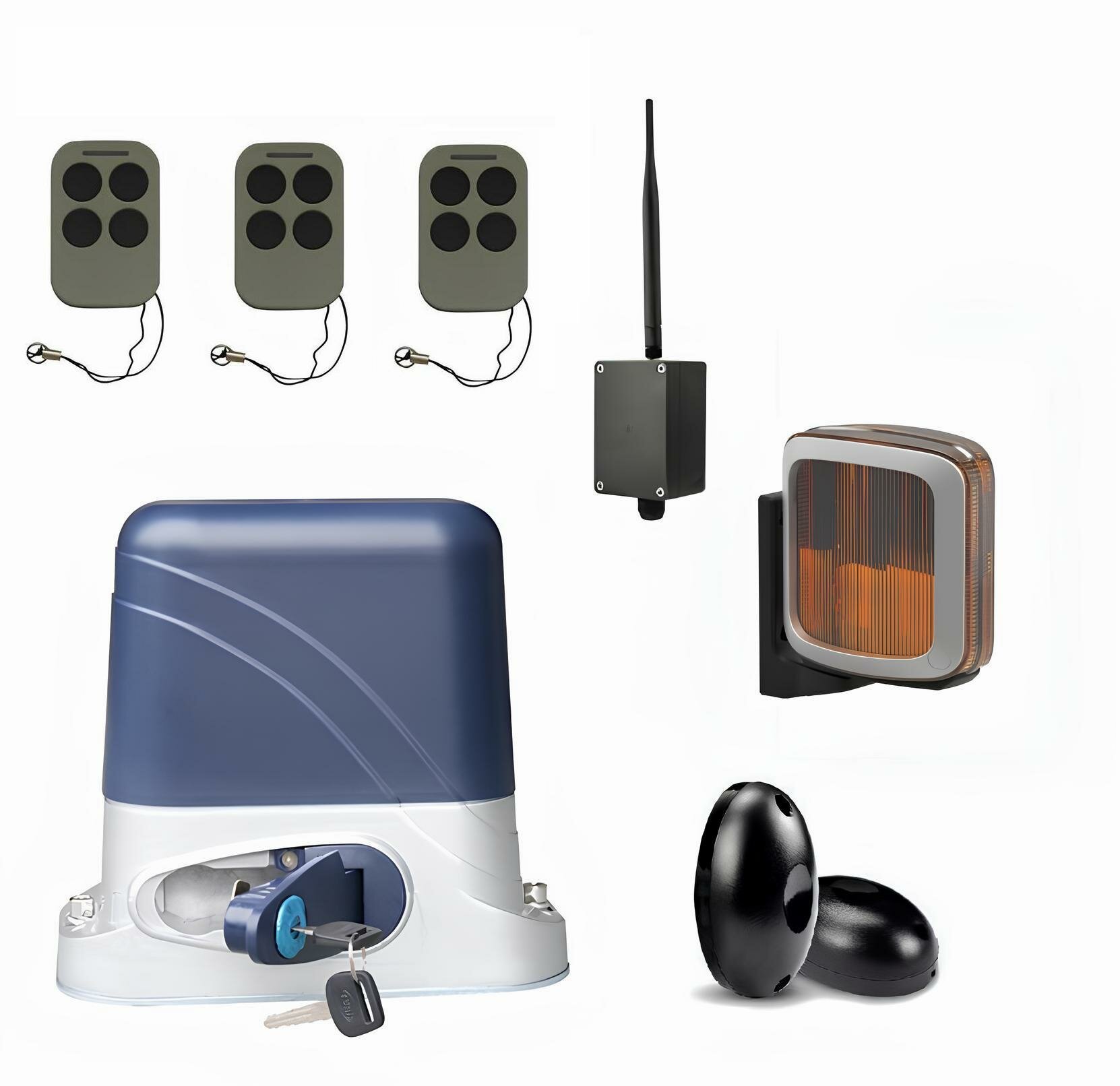 Автоматика для откатных ворот KSL-800 FULL-2K-BT-Т3, комплект: привод, 3 пульта, Bluetooth-модуль, фотоэлементы, лампа