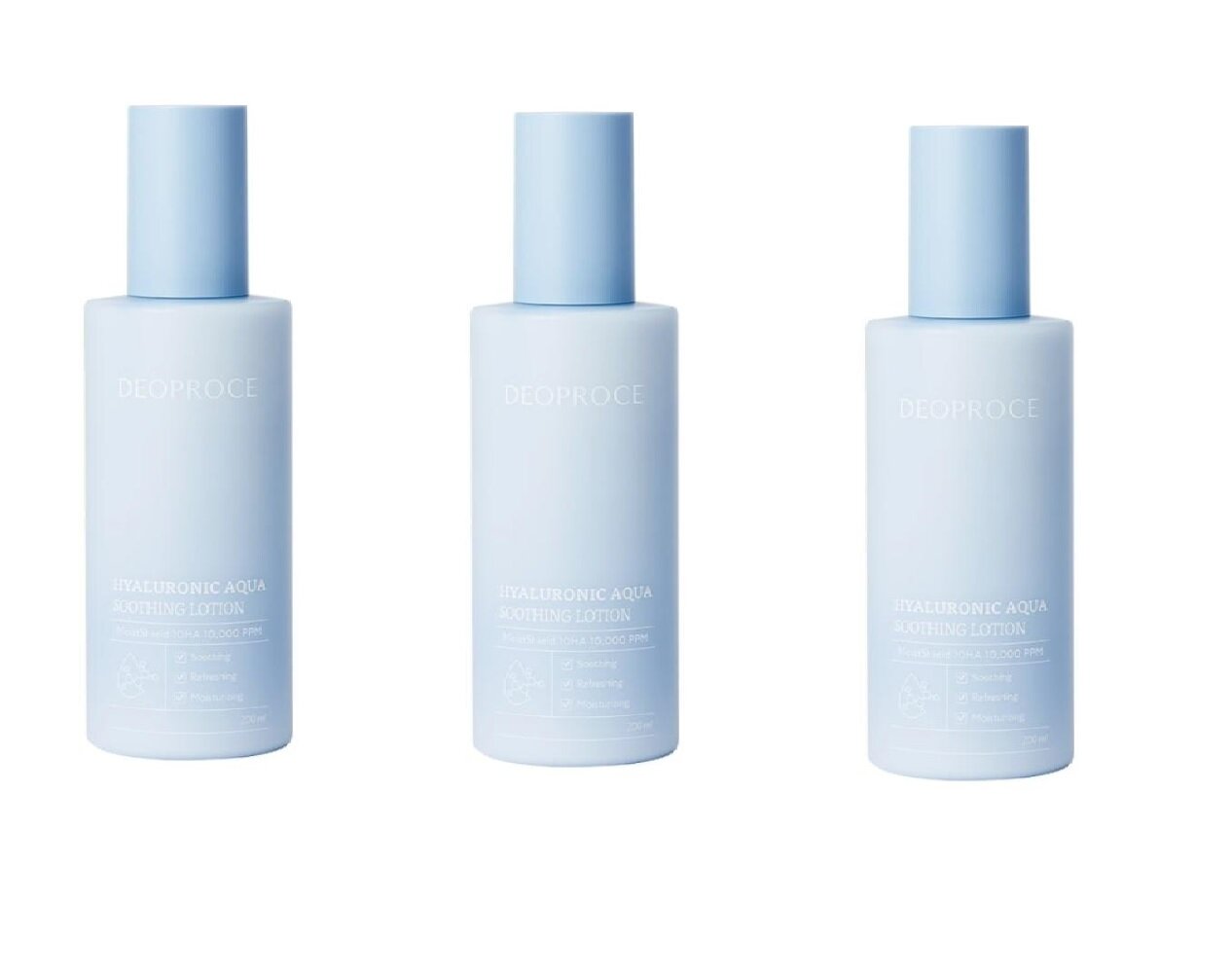Лосьон Deoproce для лица HYALURONIC AQUA SOOTHING LOTION, с гиалуроновой кислотой , 200 мл, 3 шт