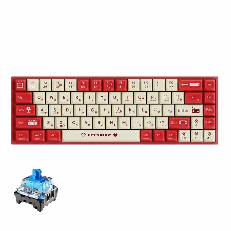 AK680 Русская версия проводная игровая механическая клавиатура, радужная подсветка, возможность горячей заменыC