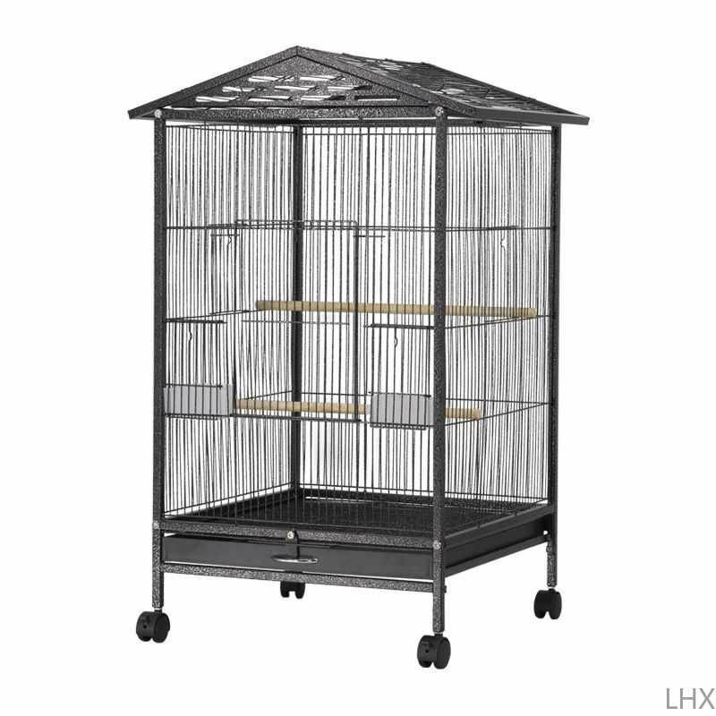 Клетка для птиц попугая большая, черный металлик, 45 х 45 х 97см