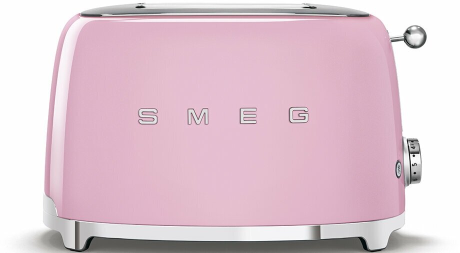 Тостер Smeg TSF01PKEU розовый, стиль 50-х г. г, 2 ломтика, корпус из нержавеющей стали, 6 уровней поджаривания