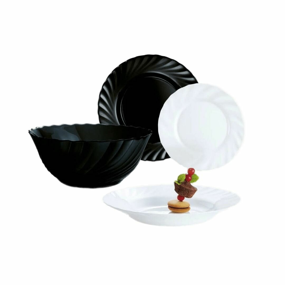 Набор столовый трианон черно-белый 19пр