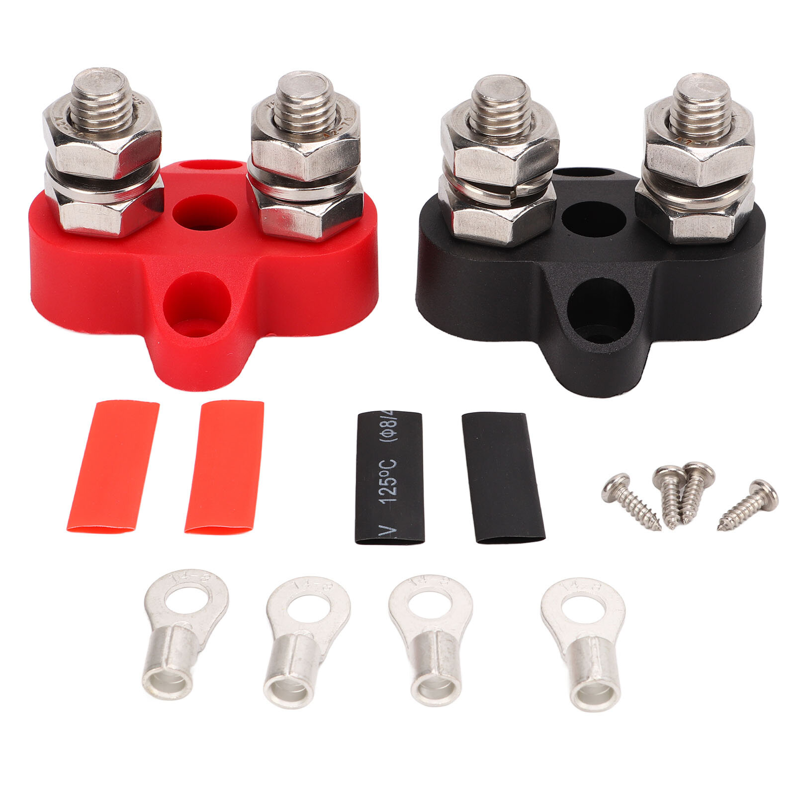 Тяжелые клеммные шпильки M8 Dual на 48 В, черные и красные, с медными наконечниками и термоусадочной трубкой, универсальные.