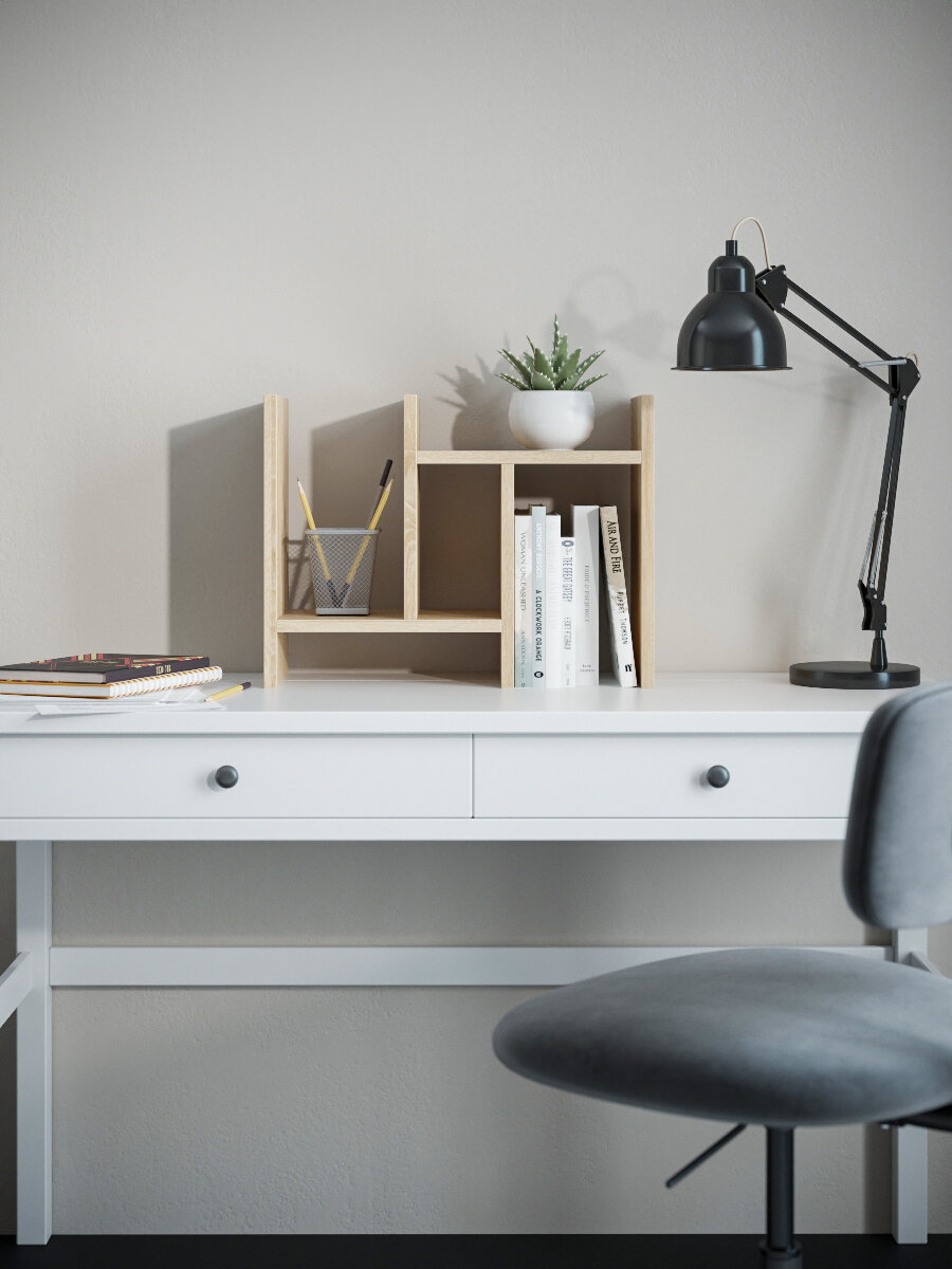 Настольная полка трансформер из ЛДСП Фабрика Стиль Дуо, 312х200х366 мм, дуб сонома, 2 шт