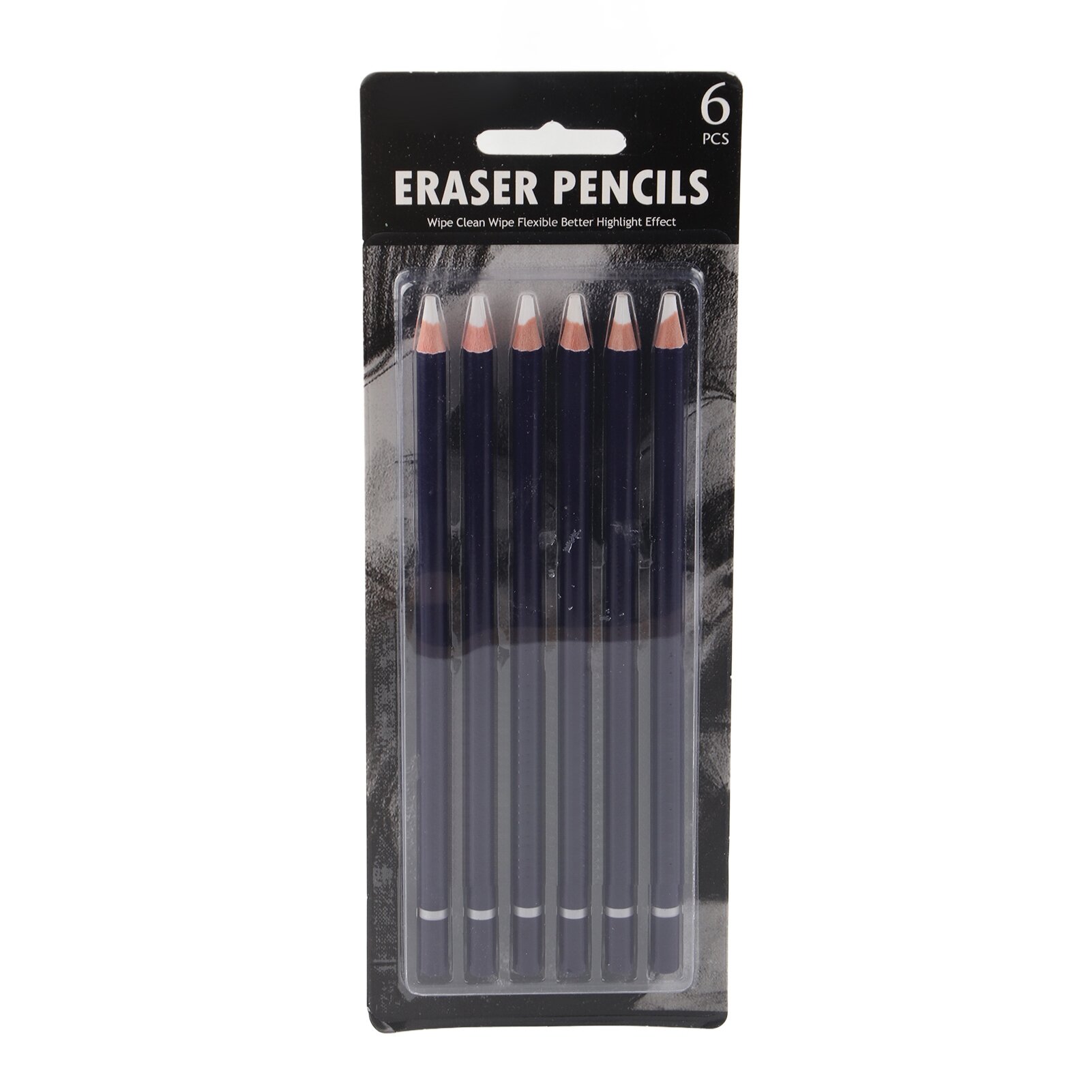 Набор из 6 ластиков-карандашей из высококачественного дерева. Легкое стирание, удобный захват, широкий спектр применения. Ластики для эскизов и иллюстраций.