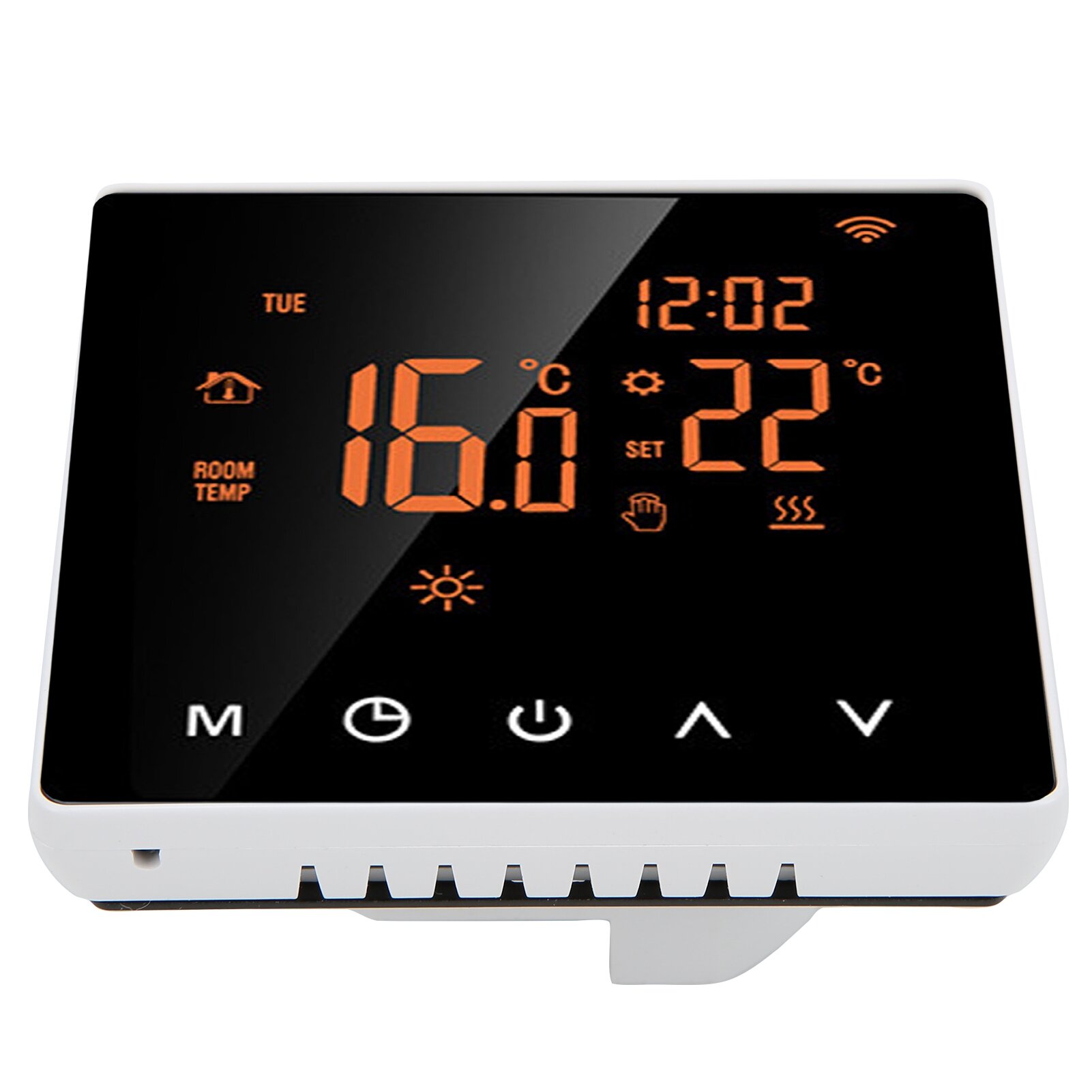 Термостат Smart WIFI LCD ME81H для водяного напольного отопления, настенного котла, электрического напольного отопления Tuya AC230V с оранжевым фоном и белыми кнопками 16A