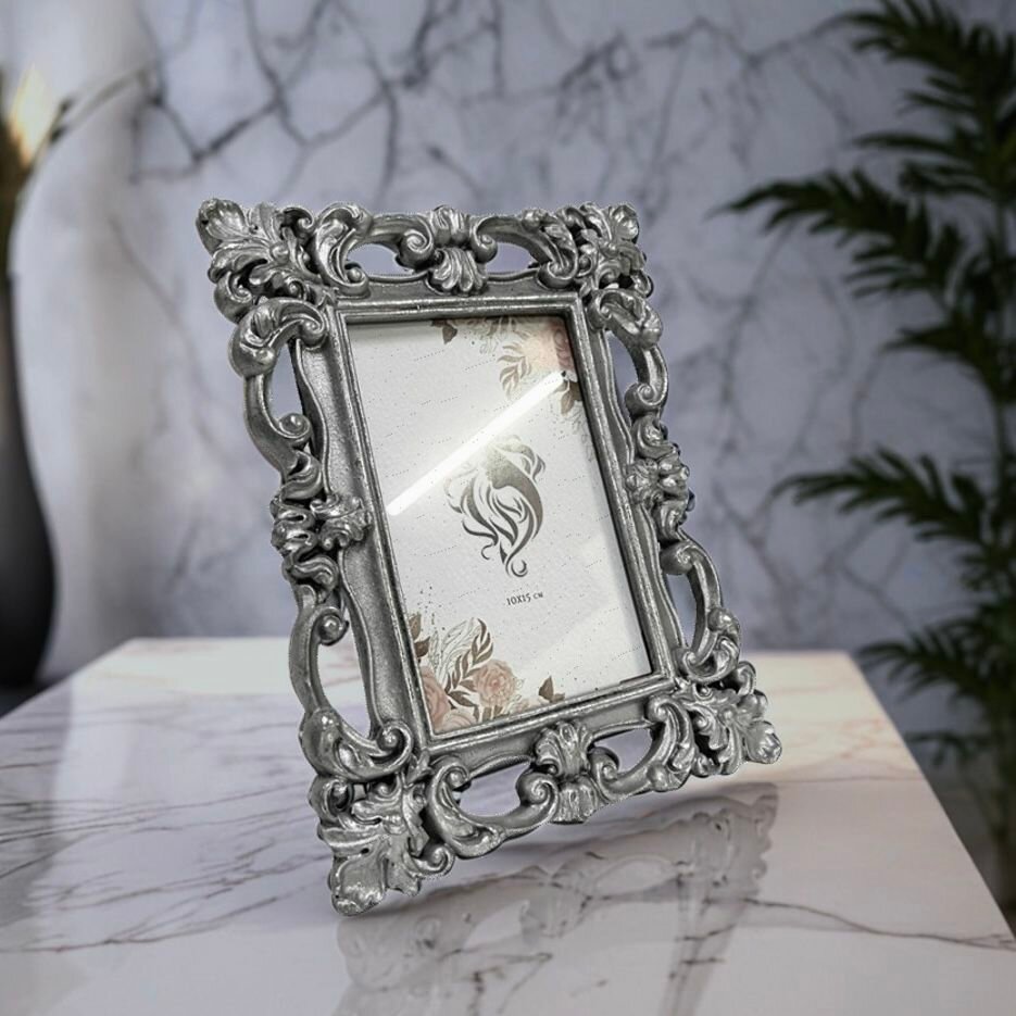 Фоторамка 10х15 см "Кружева" 22,5х17 см Цвет: Серебро