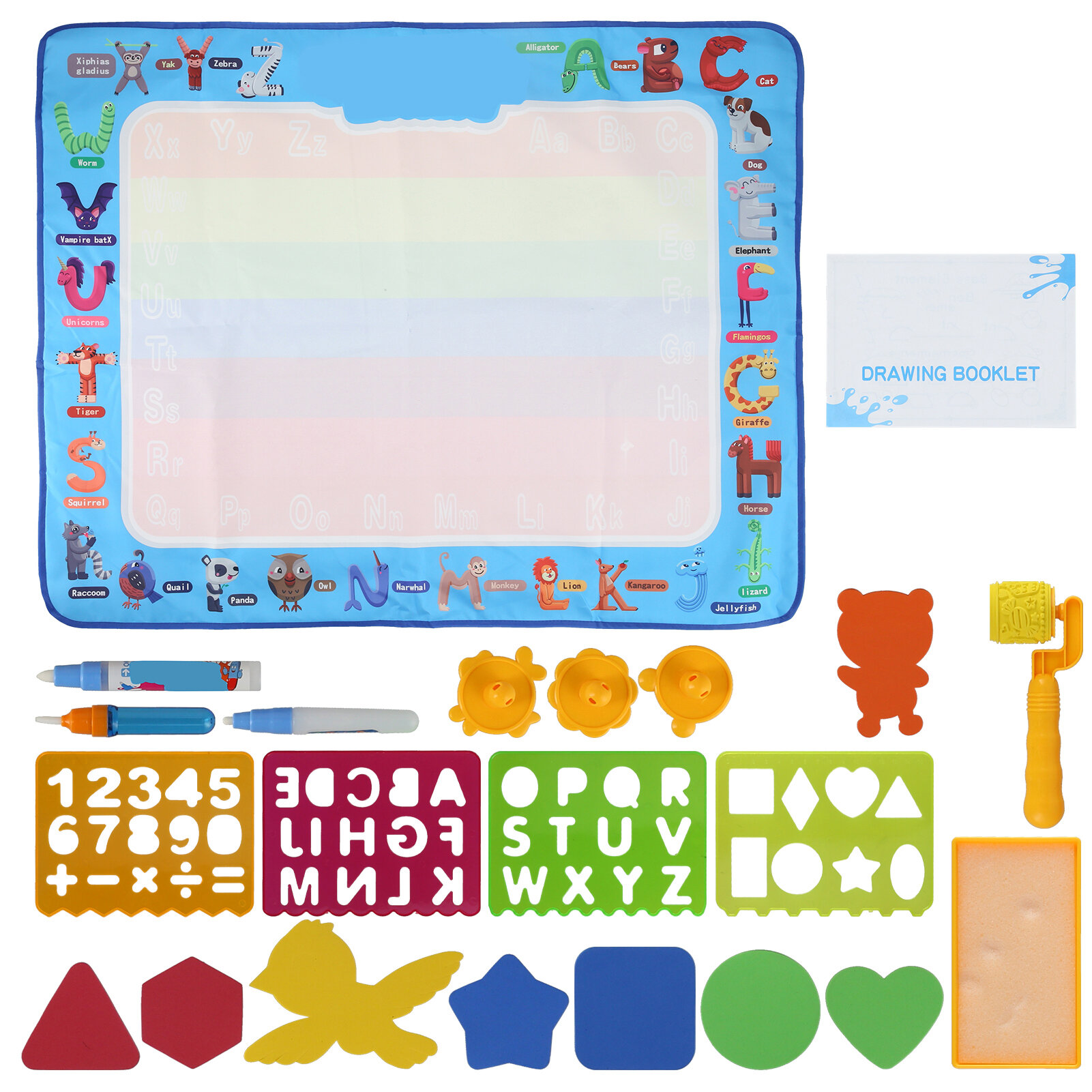 Детский коврик для рисования акварелью с милыми мультяшными животными. Коврик для рисования акварелью, 100 x 80 см.