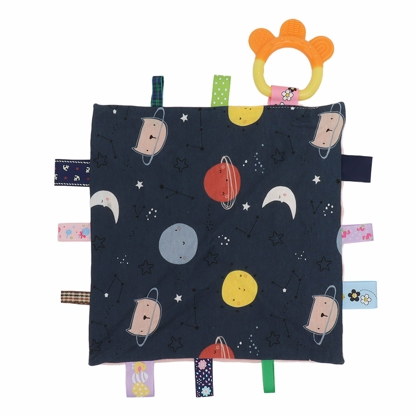 Полотенце для комфорта младенца с милыми узорами, мягкий бархатный силиконовый прорезыватель, полотенце для слюноотделения, космическое полотно.