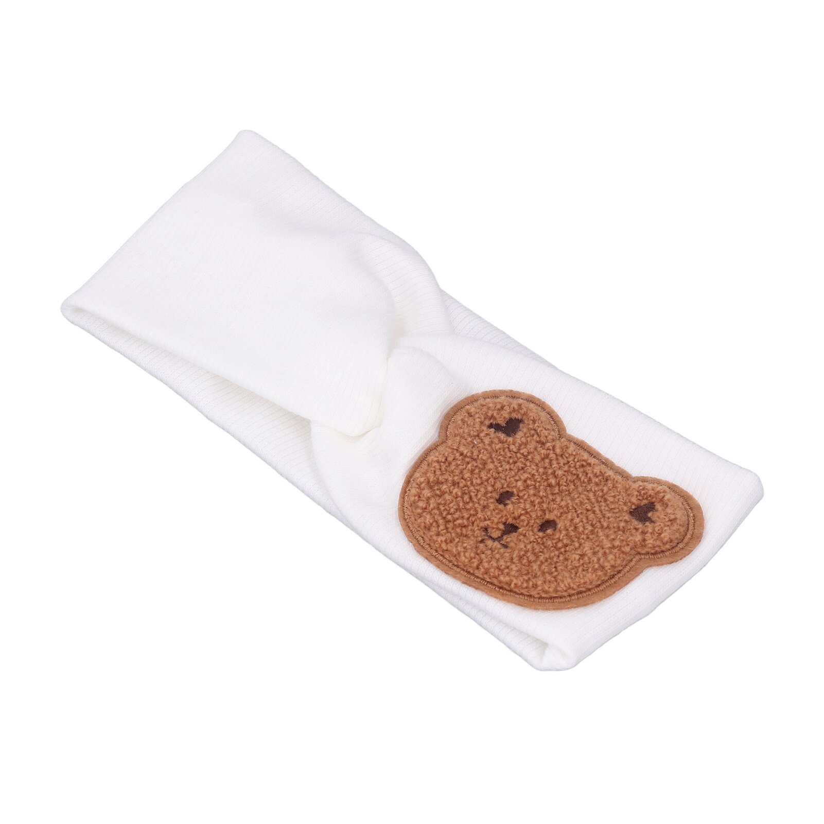 Детские повязки на голову с милым мультяшным медвежонком, изготовленные вручную из мягкого эластичного хлопка, для детей от 0 до 8 лет, белые.