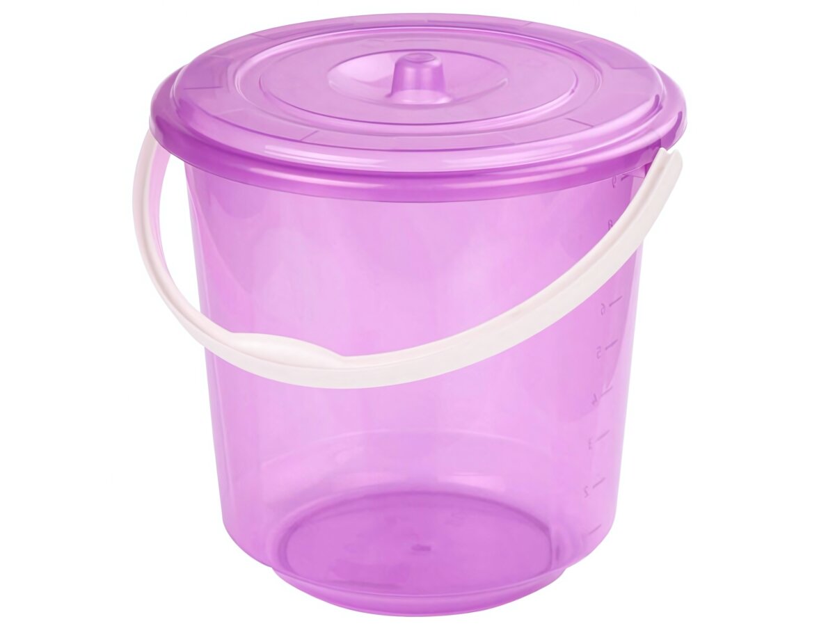 Ведро 10л с крышкой «Хозяюшка», розовое, пластиковое, удобное и прочное