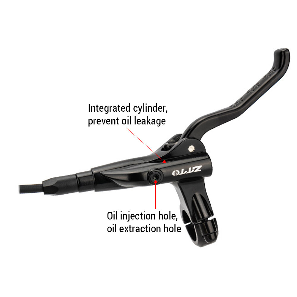 Комплект гидравлических тормозов для горного велосипеда. Двухпоршневой дисковый тормоз (передний и левый) с тормозным шлангом для повышения эффективности торможения.