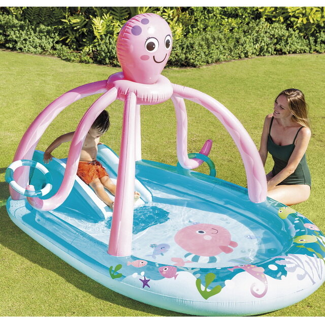 Игровой центр Дружелюбный Осьминог 234*183*150 см, с горкой и фонтаном, клапан, INTEX, 56138