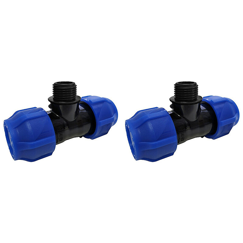 Тройник ПНД компрессионный переходной 20х20х3/4 НР(ш) (2 шт.)