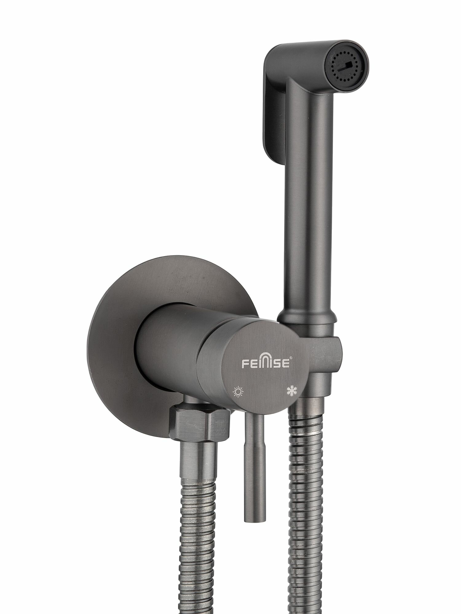 Гигиенический душ для унитаза биде со смесителем с лейкой и шлангом, цвет графит матовый