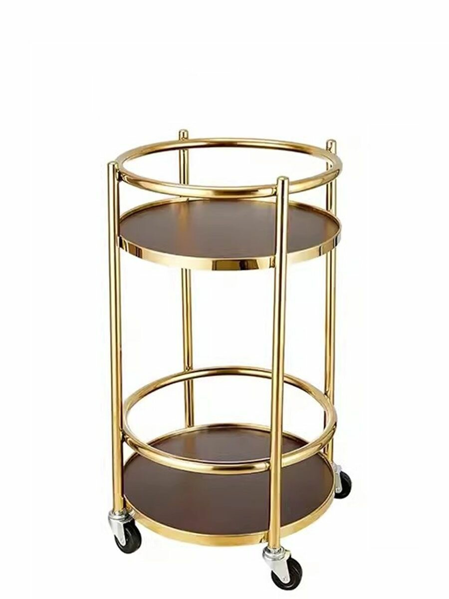 Сервировочная тележка "Роскошь", двухъярусная, нержавеющая сталь, золотая, 40x40х68 см