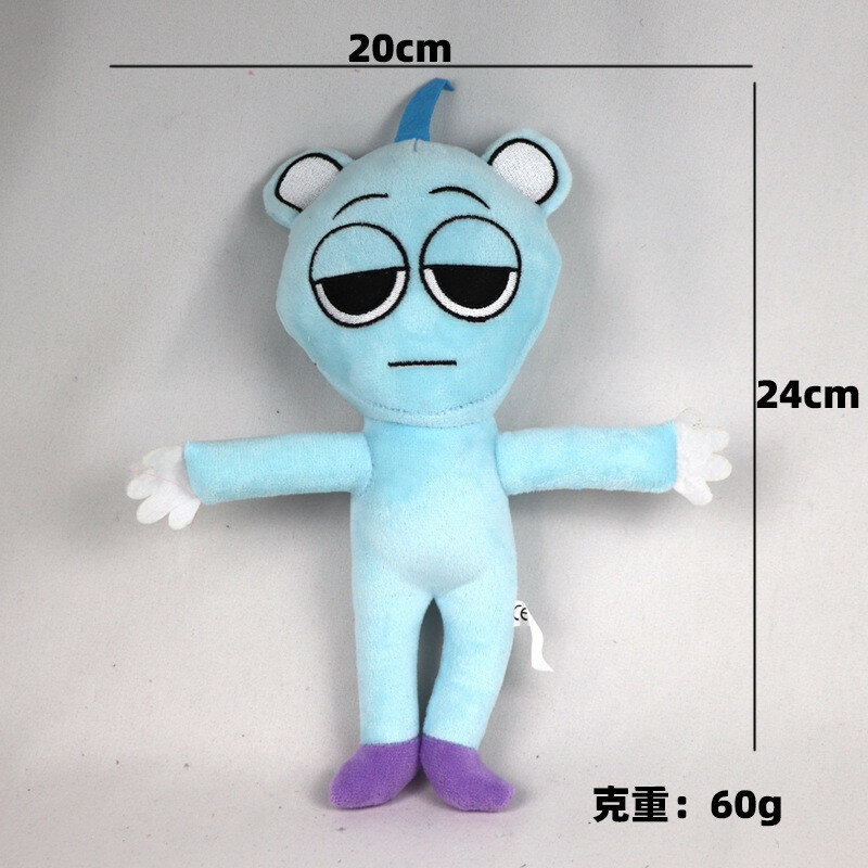 Charming sprunki plush rhythm box dolls in bright colors ideal for toy enthusiasts standing light blue