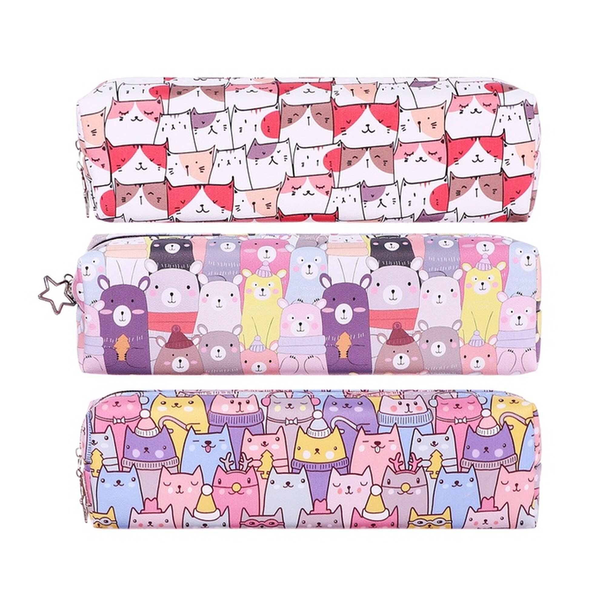Пенал Calligrata "Кошки микс", на молнии, для девочек, пластик, силикон, разноцветный