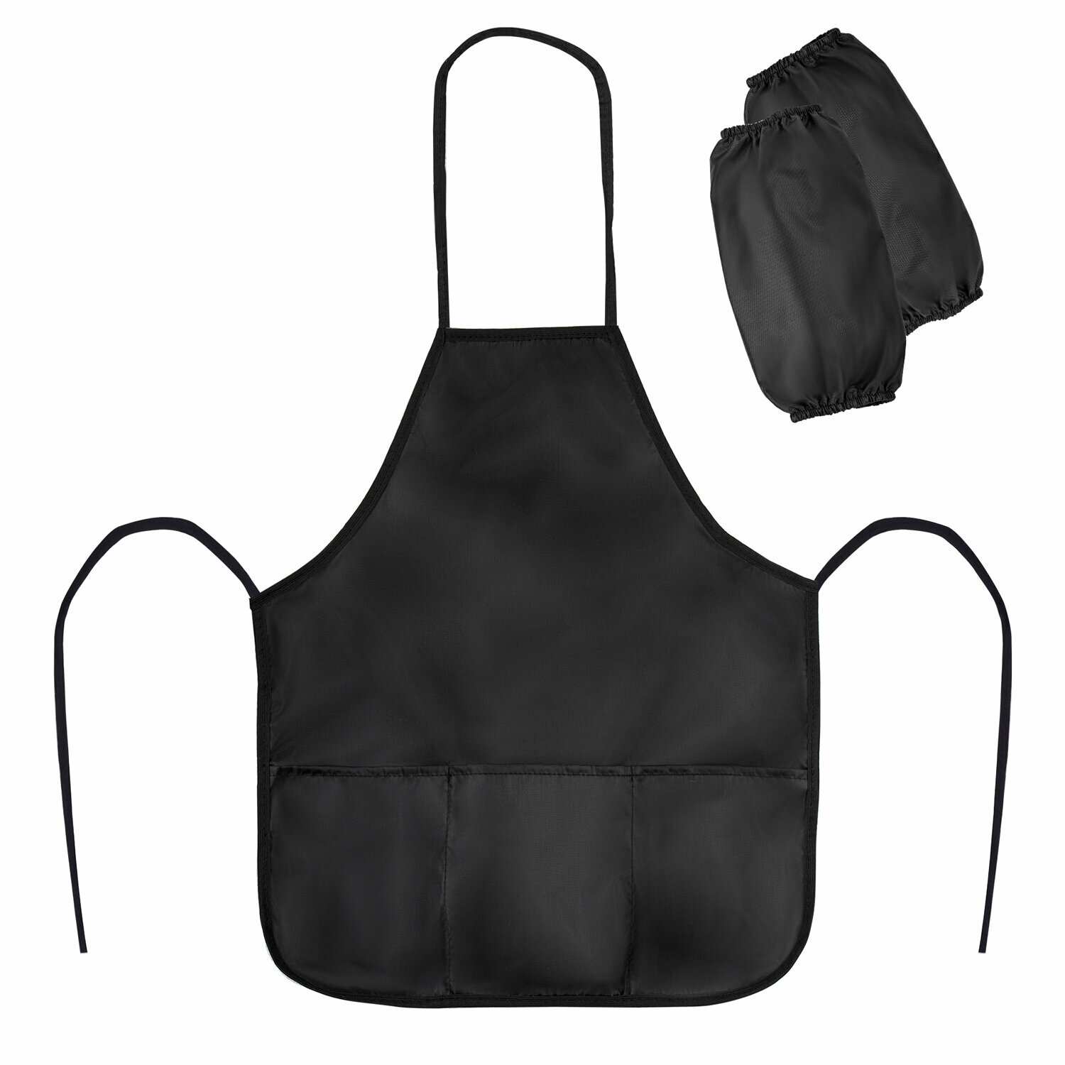 Фартук с нарукавниками для уроков труда Пифагор черный, 3 кармана, стандартный размер, 44х55 см