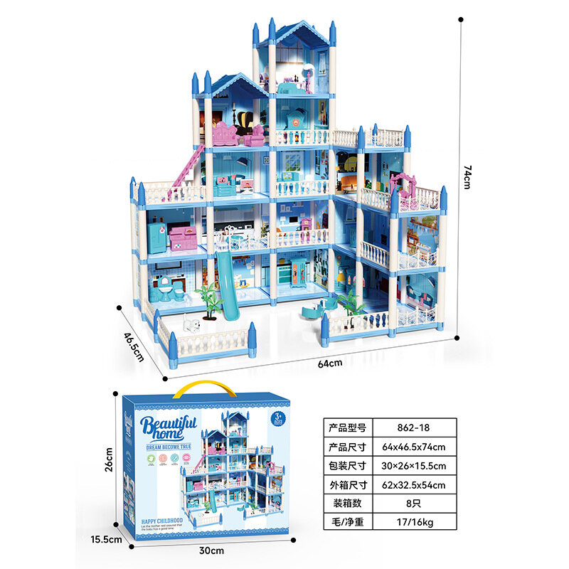 Кукольный домик SHARKTOYS, игрушечный замок для девочек, дом мечты своими руками