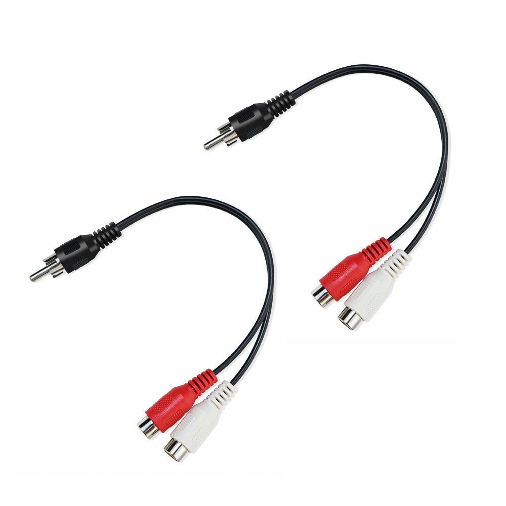 2шт Штекер RCA к 2 Штекерам RCA Аудио Адаптер Динамика Y-Образный Разветвитель Кабелей 20 см